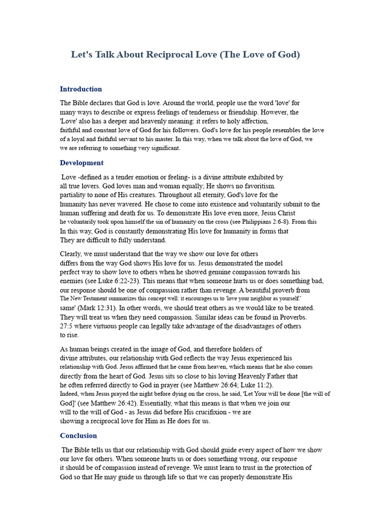 Understanding God's Reciprocal Love | PDF | Love | God In Christianity