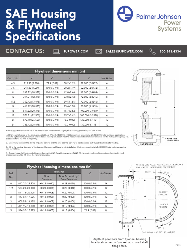 SAE Housing Flywheel Specifications | PDF | Engineering Tolerance | Screw
