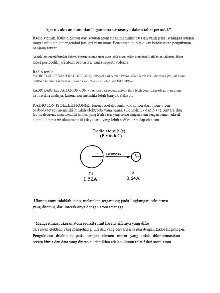 Variasi Ukuran Atom dan Elektronegativitas | PDF
