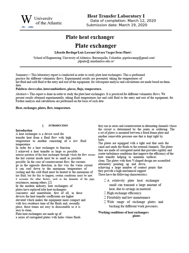 Plate Heat Exchanger Study Report | PDF | Heat Exchanger | Heat Transfer