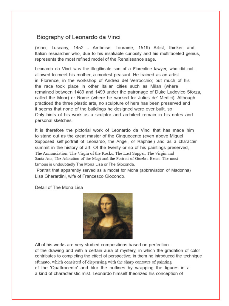 Leonardo da Vinci: Renaissance Genius Biography | PDF | Leonardo Da Vinci
