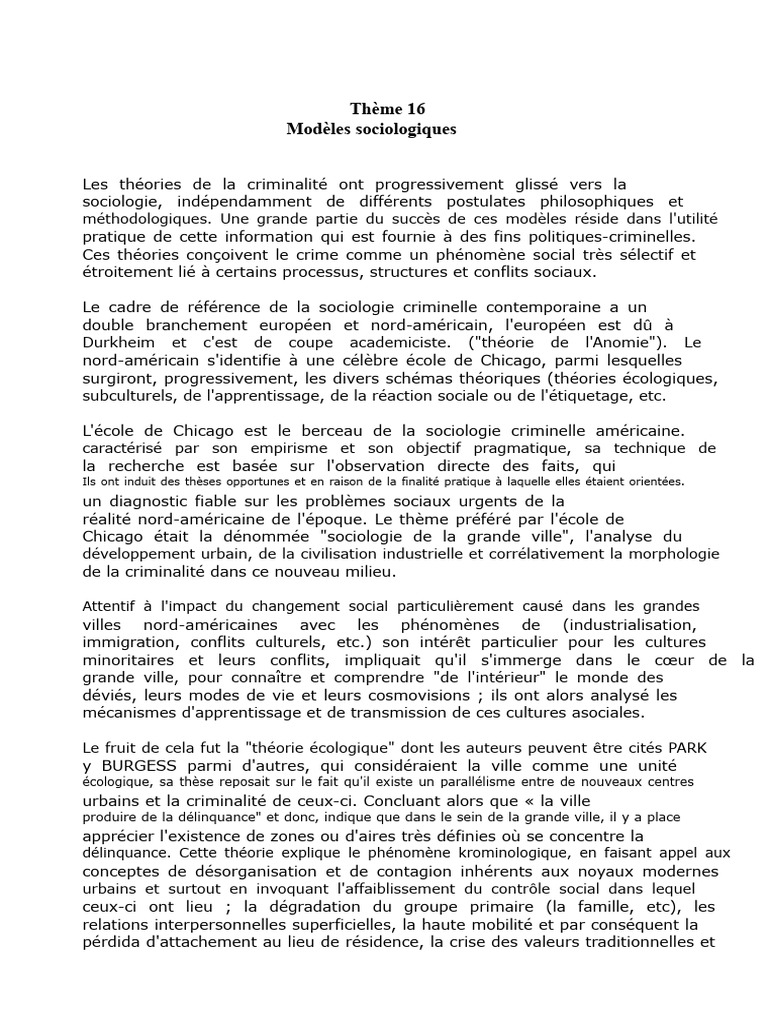 Modèles sociologiques de la criminalité | PDF | Sociologie | Crimes