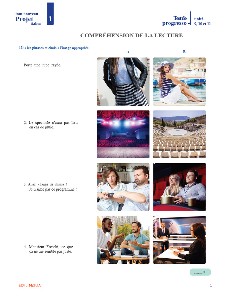 Compréhension de lecture et orale en italien | PDF