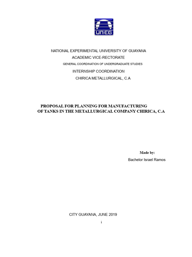 Proposal For Planning The Manufacturing of Tanks at Metalurgica Chirica ...