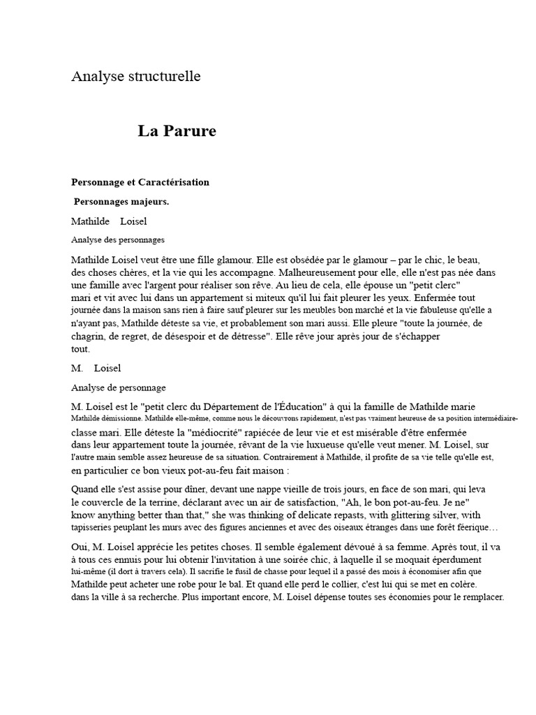Portrait de Mathilde Loisel dans La Parure | PDF