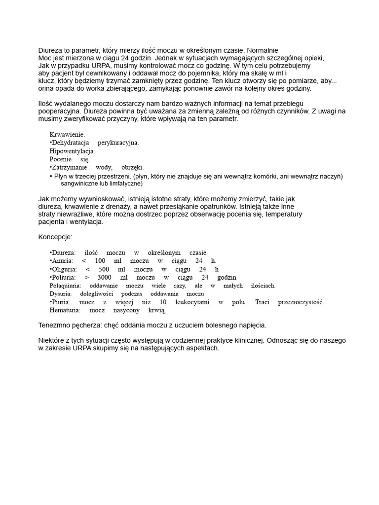 Diureza Godzinowa | PDF