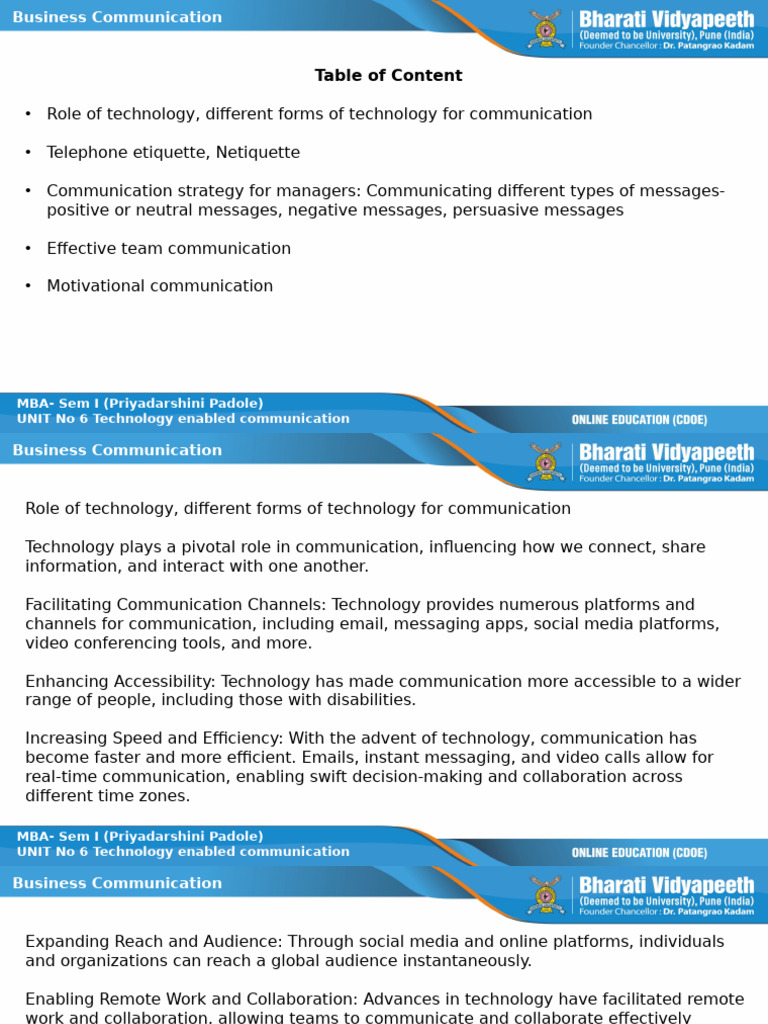 Business Communication Unit 6 | PDF | Communication | Augmented Reality