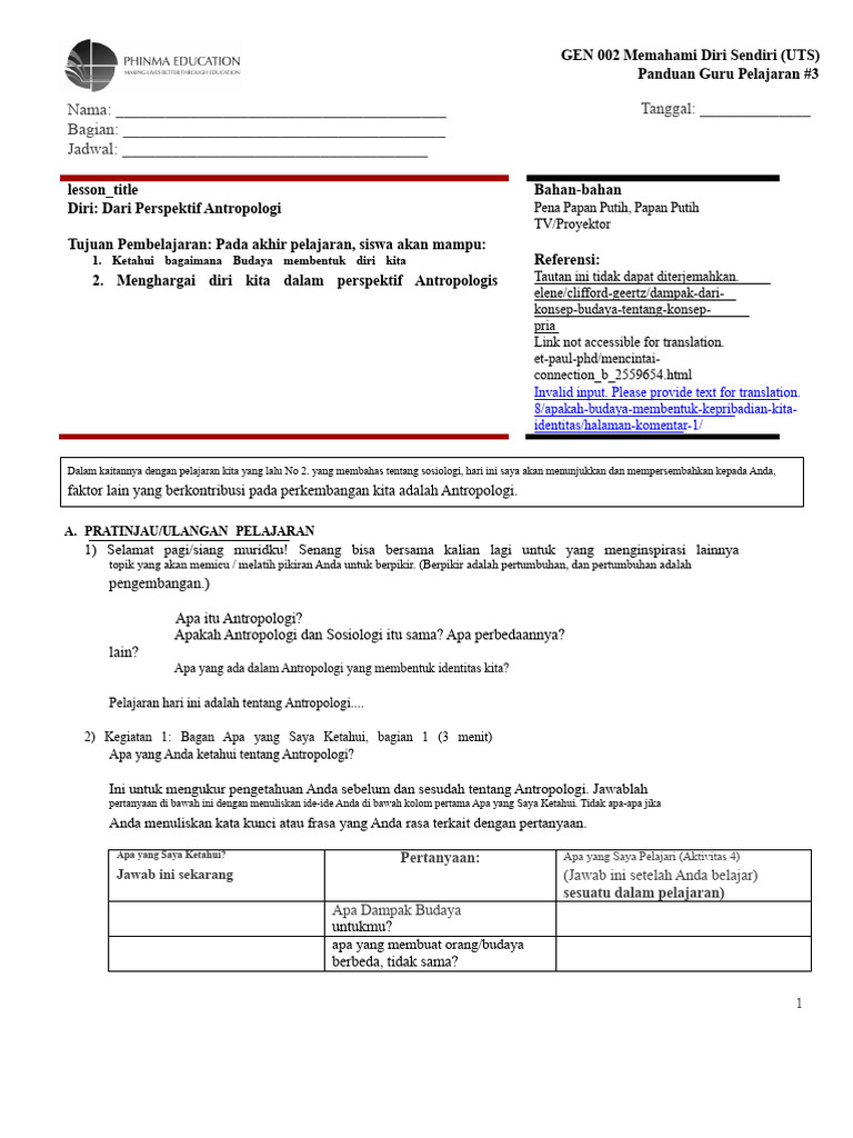 Gen 002 Pelajaran 3 | PDF