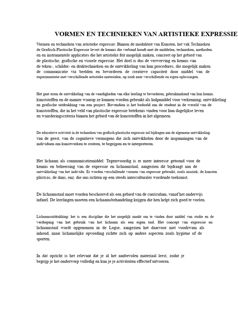 Vormen en Technieken Van Artistieke Expressie | PDF