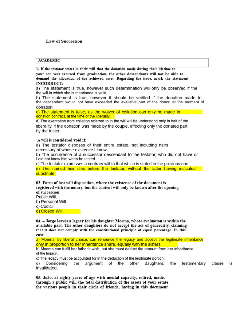 Understanding the Law of Succession | PDF | Will And Testament ...