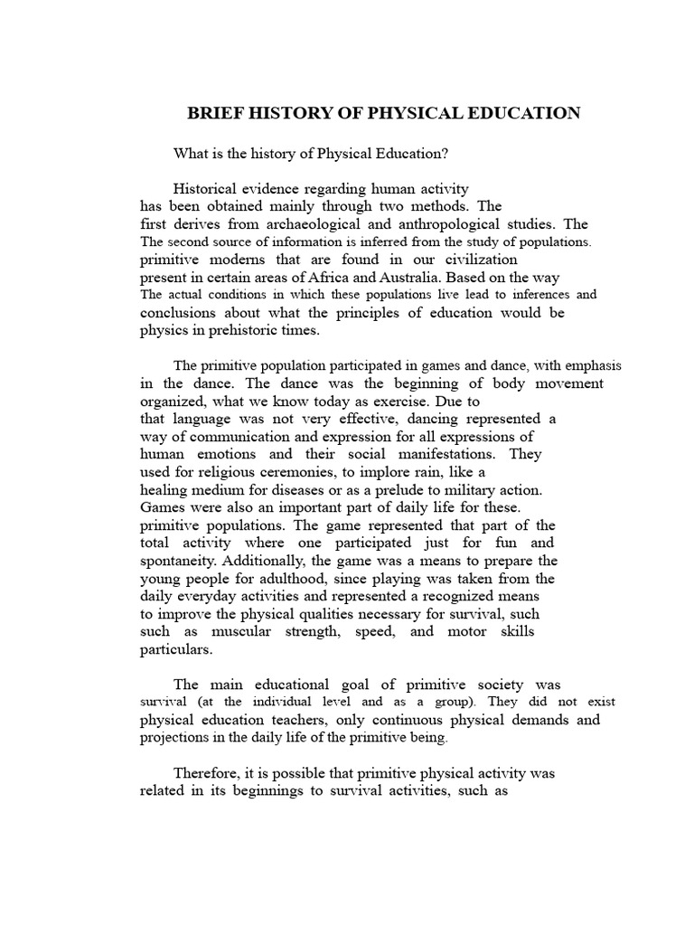 History of Physical Education Overview | PDF | Volleyball | Gym