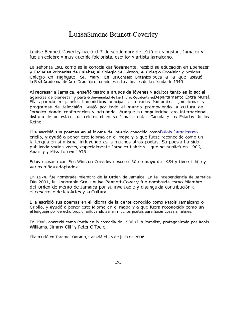 Louise Bennett | PDF