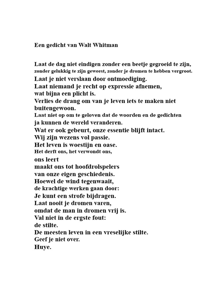 Een Gedicht Van Walt Whitman | PDF