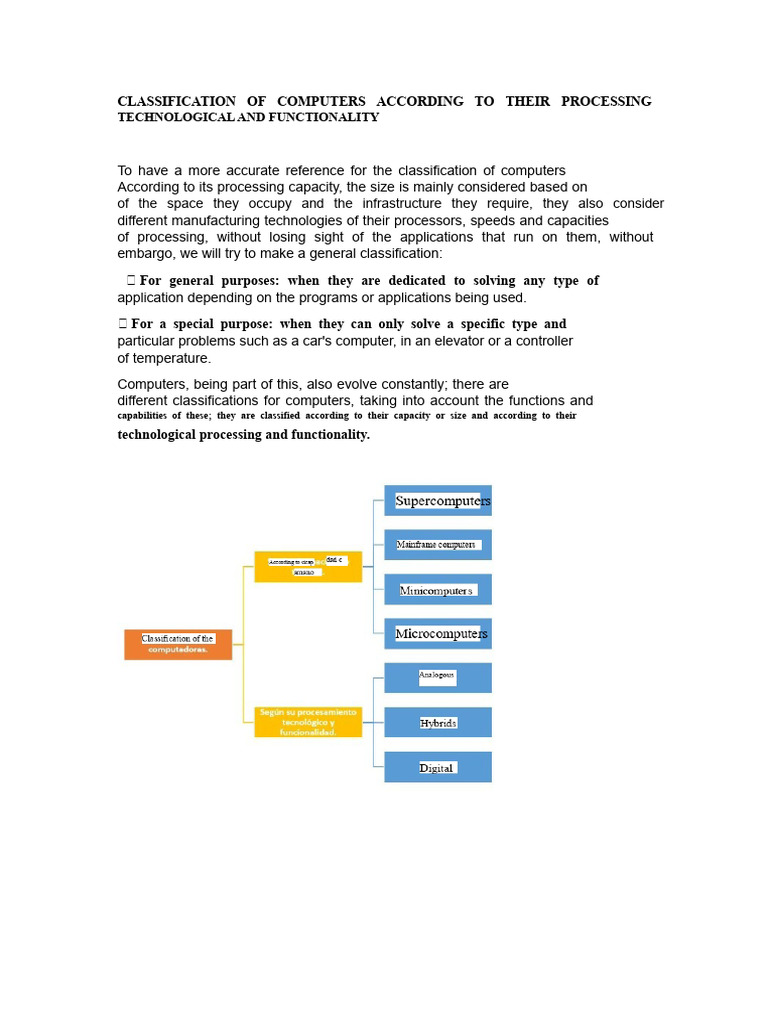 Classification of Computers According To Their Technological Processing and Functionality | PDF ...