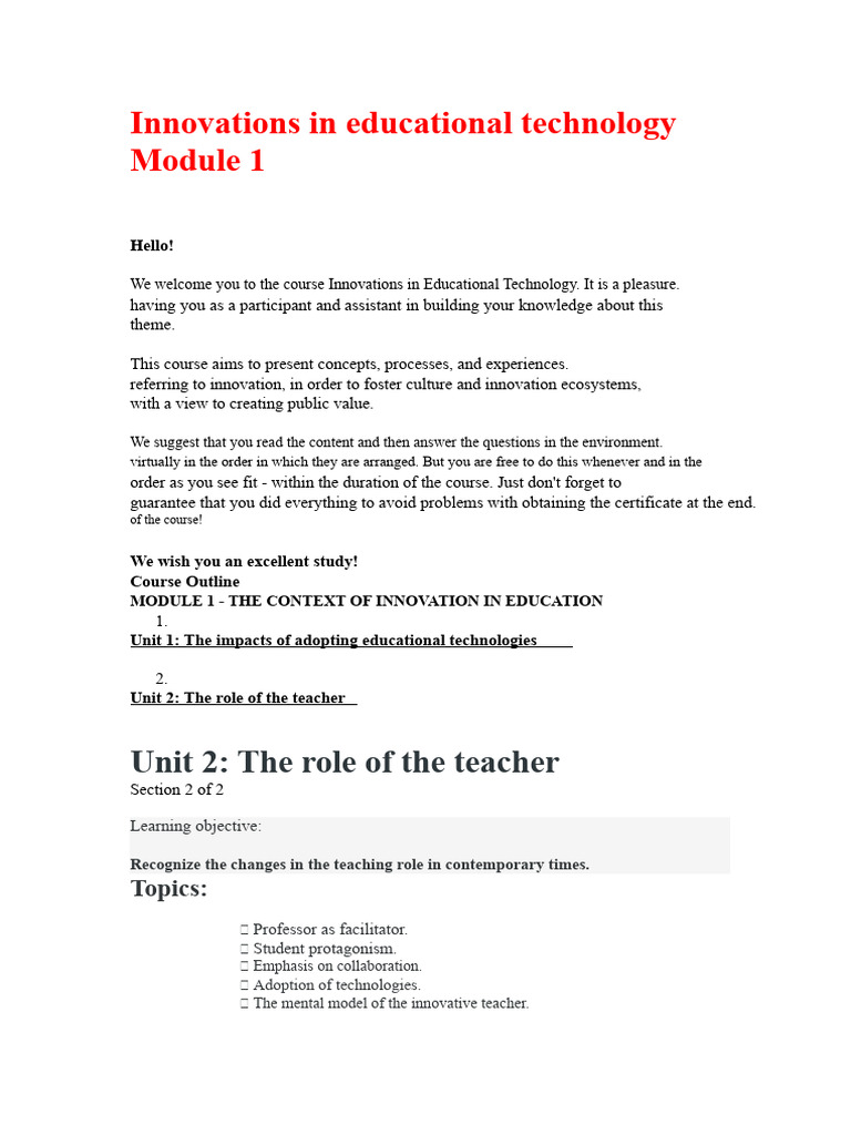 Innovations in Educational Technology | PDF | Educational Technology ...