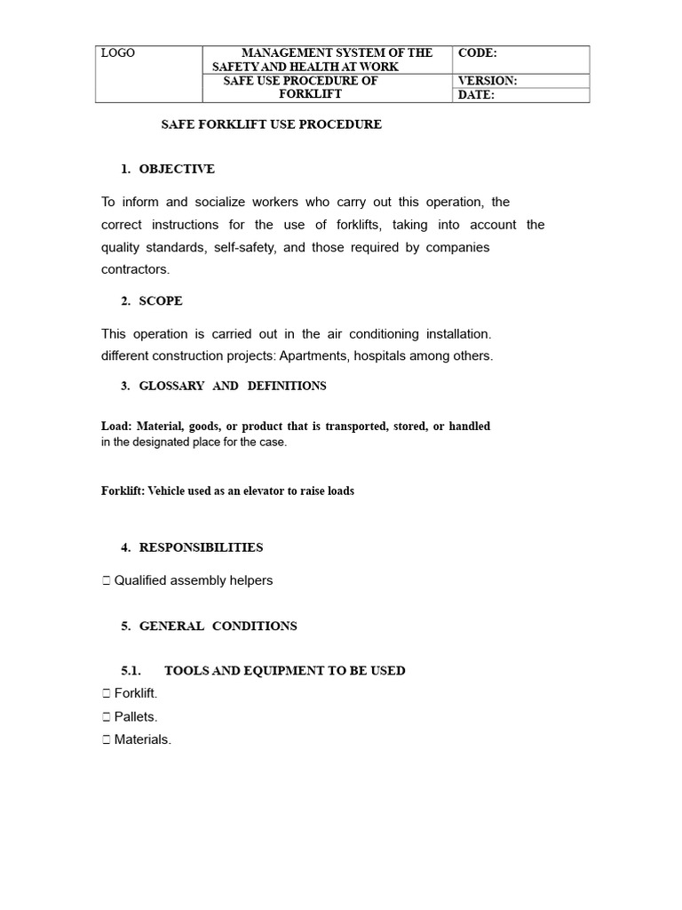 Forklift Management Procedure | PDF | Forklift | Elevator