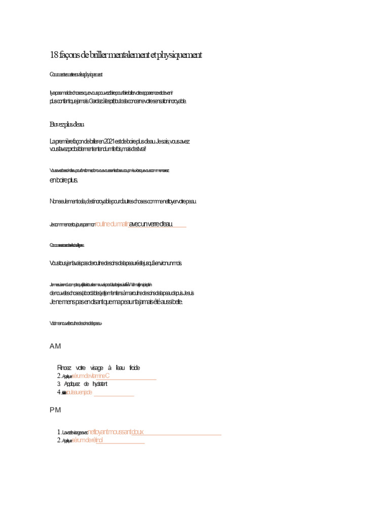 18 Astuces pour Briller Mentalement et Physiquement | PDF | Psychologie ...