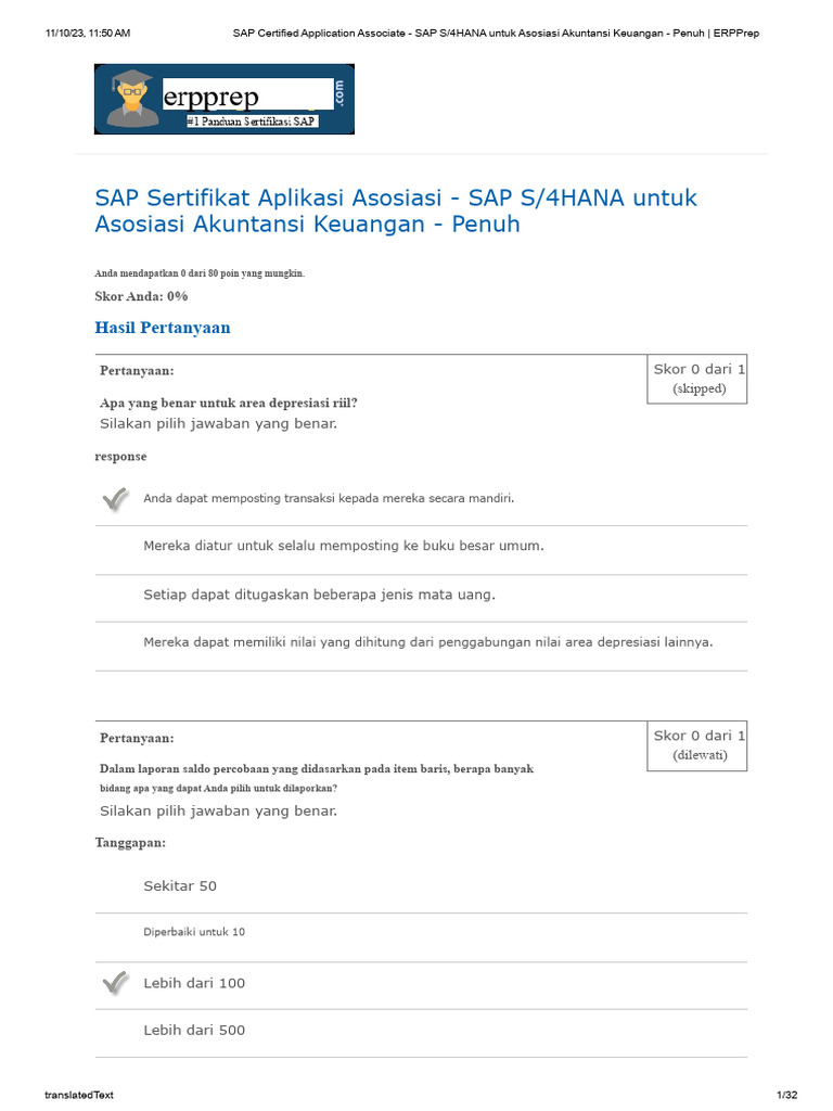 SAP S/4HANA Akuntansi Keuangan: Ujian & Tips | PDF