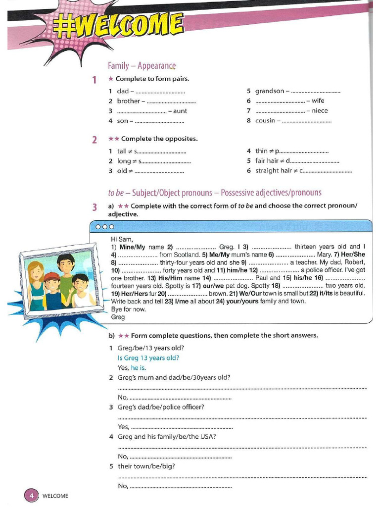 (A2.1) - #English 2 - Workbook (Welcome & Unit 1) | PDF