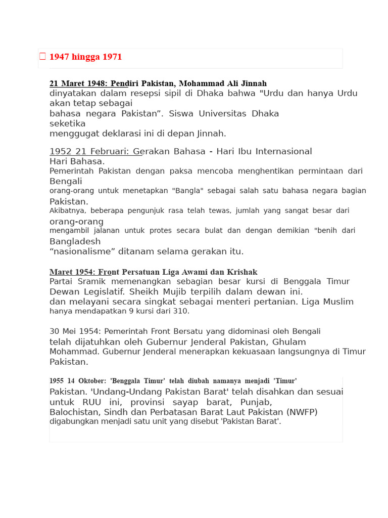 Sejarah Bahasa dan Politik Pakistan 1947-1971 | PDF