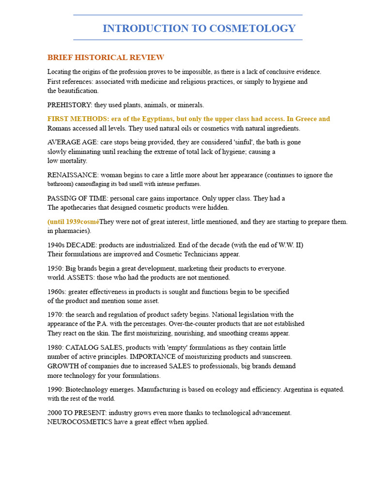 Introduction To Cosmetology | PDF | Skin | Infection