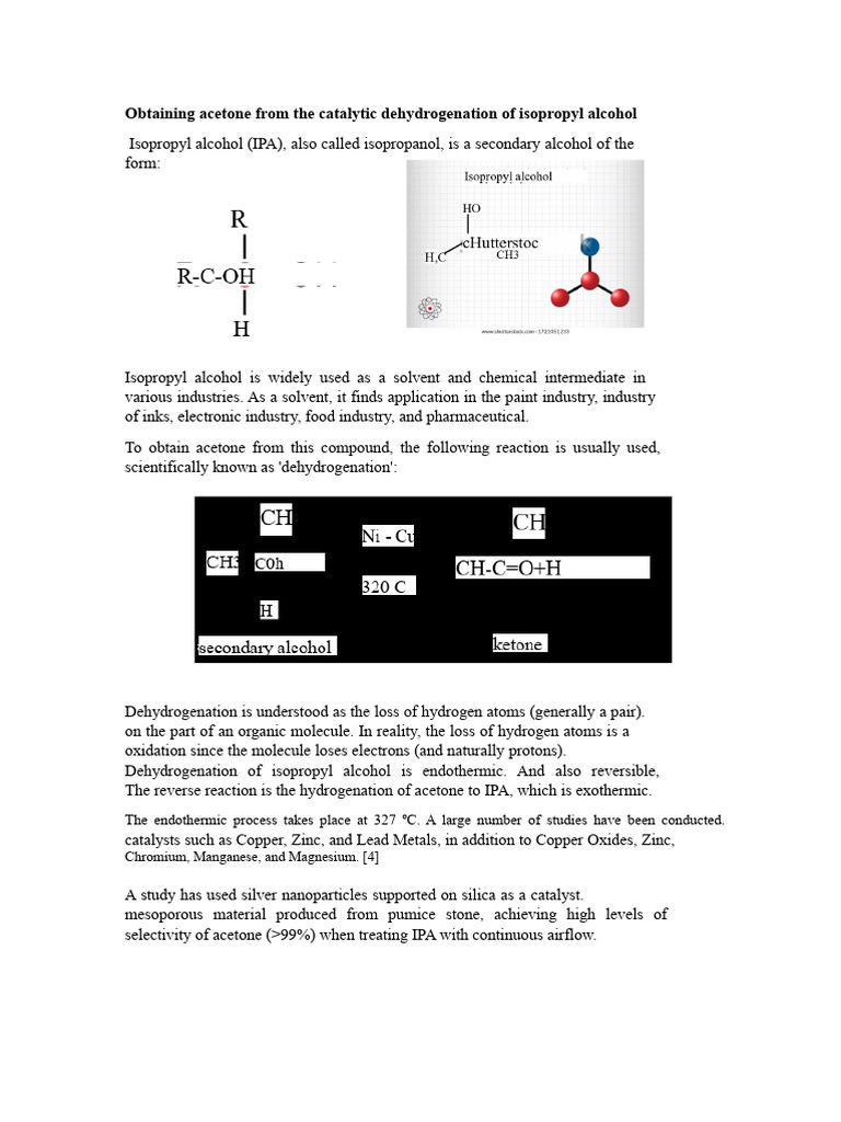Acetone Production from Isopropyl Alcohol | PDF | Adsorption | Catalysis
