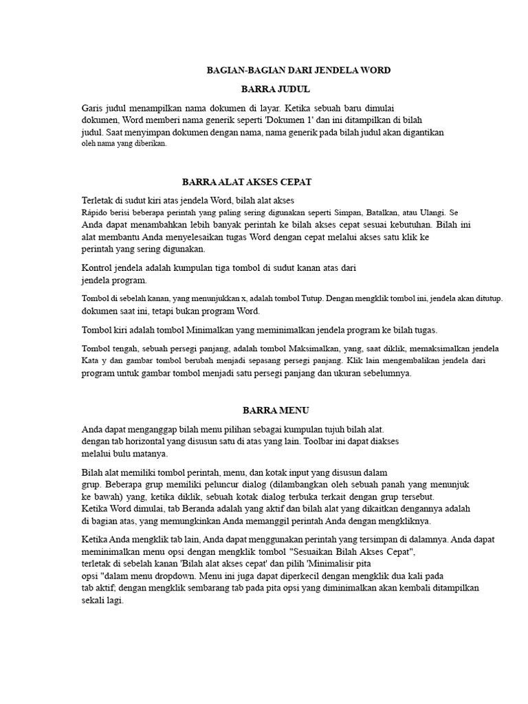 Bagian-Bagian Jendela Word | PDF
