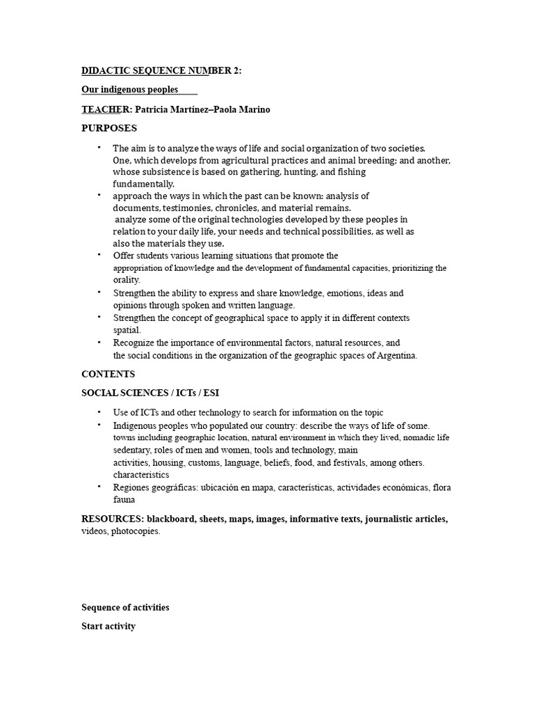 Didactic Sequence 2 Our Indigenous Peoples PDF | PDF
