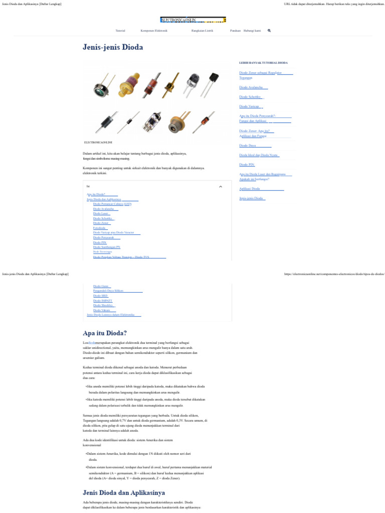 Jenis Dioda Dan Aplikasinya (Daftar Lengkap) | PDF