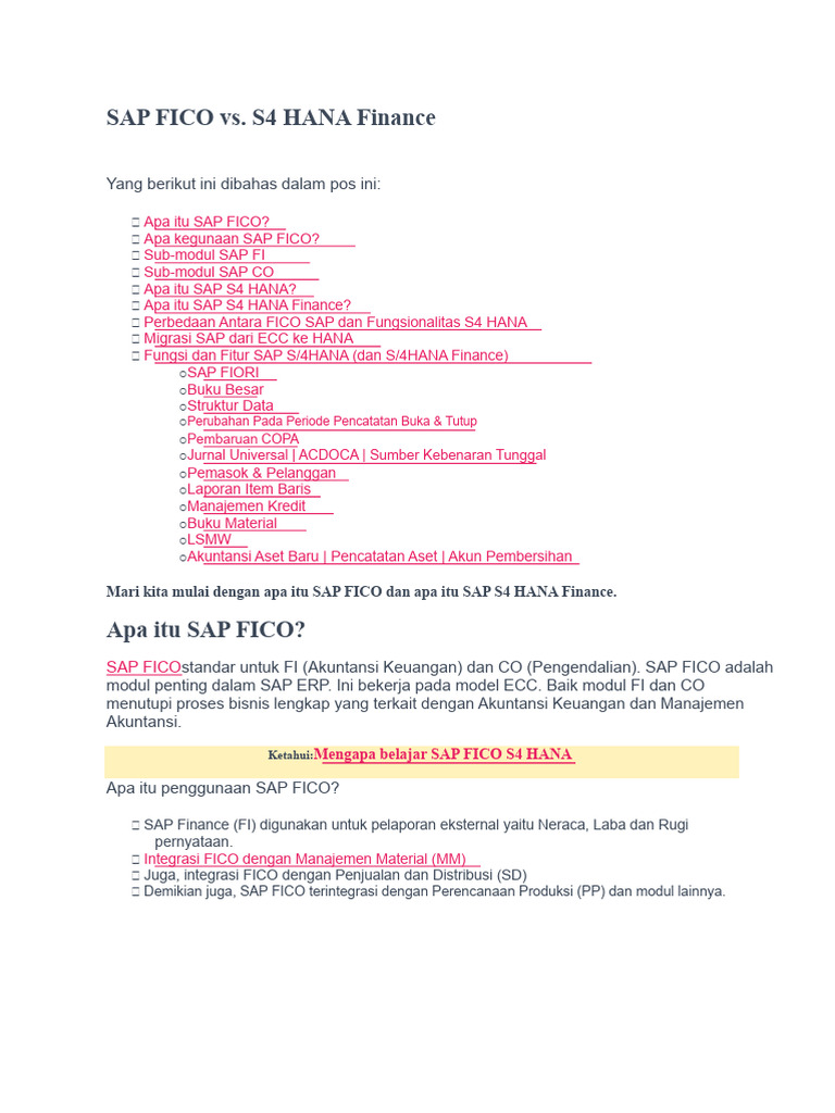 SAP FICO Vs SAP S4 HANA FINANCE | PDF