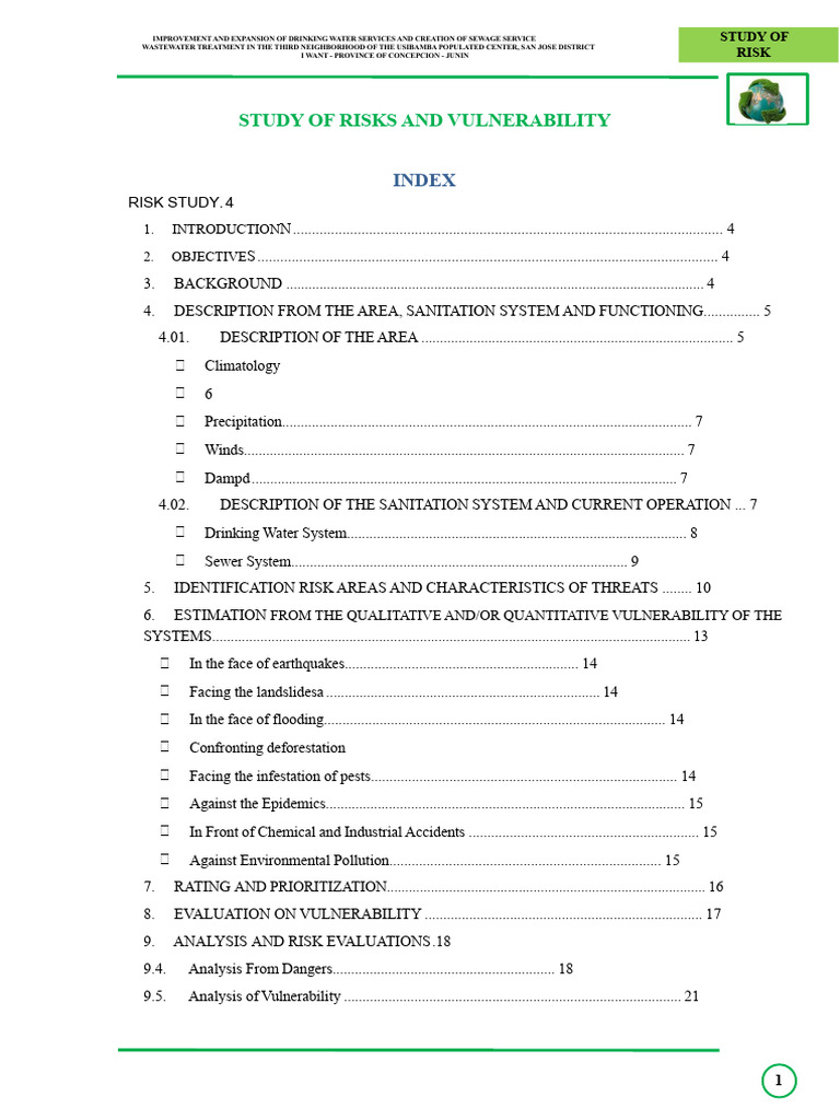 5.1 Risk and Vulnerability Analysis | PDF | Risk | Sewage Treatment