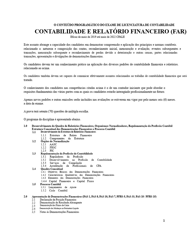 Far Syllabus Outubro 2021 Cpale | PDF | Contabilidade | Economias