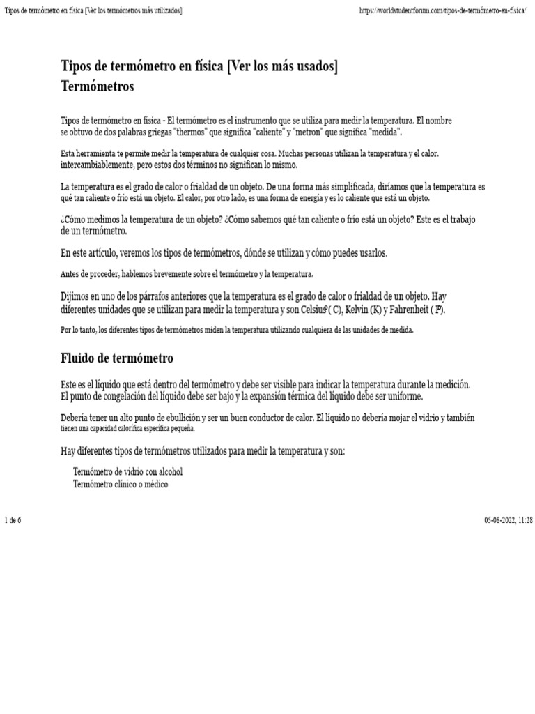 Tipos de Termómetros en Física (Vea Los Termómetros Más Utilizados ...