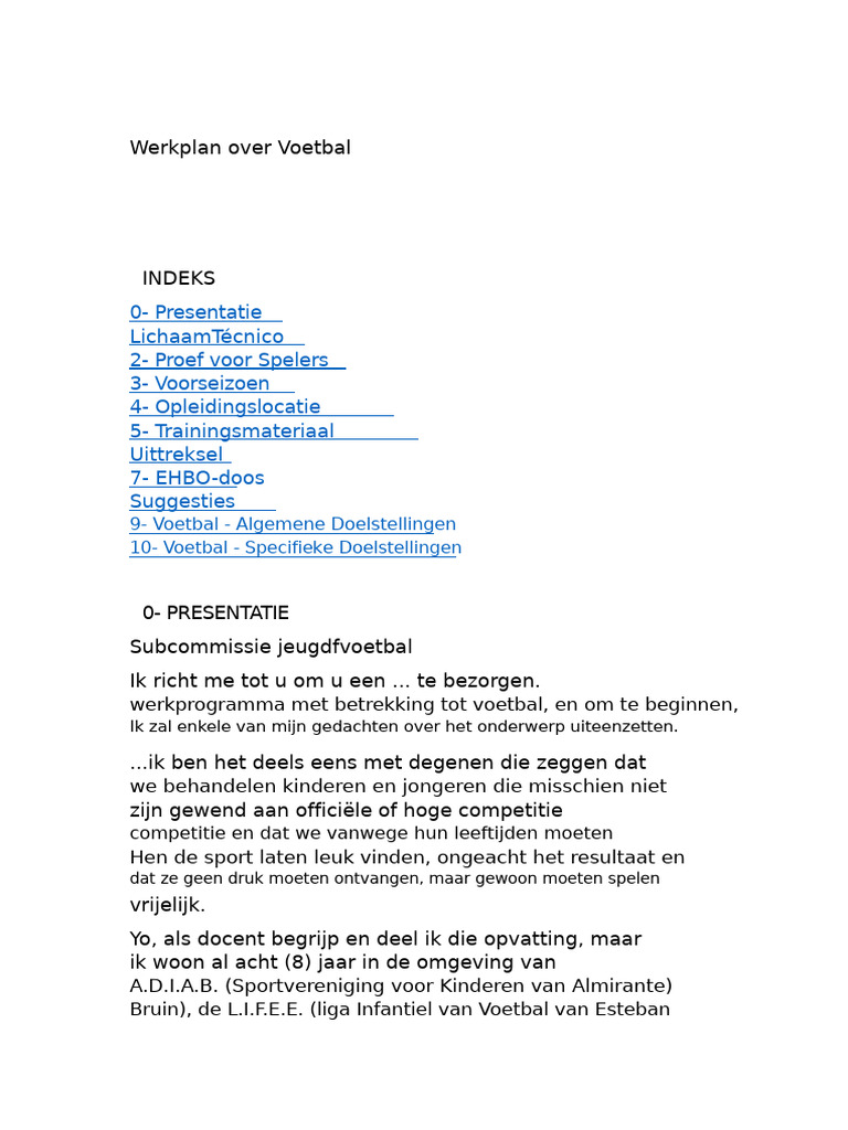 Werkplan Over Voetbal | PDF