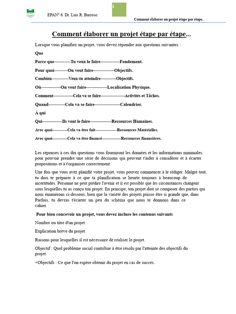 Élaboration de projet étape par étape | PDF | Budget | Gestion des ...