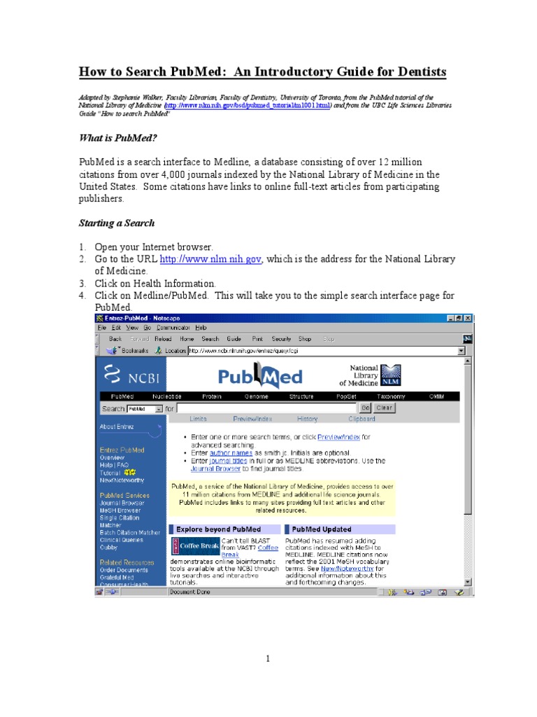 How To Search Pubmed An Introductory Guide For Dentists Pdf Pub