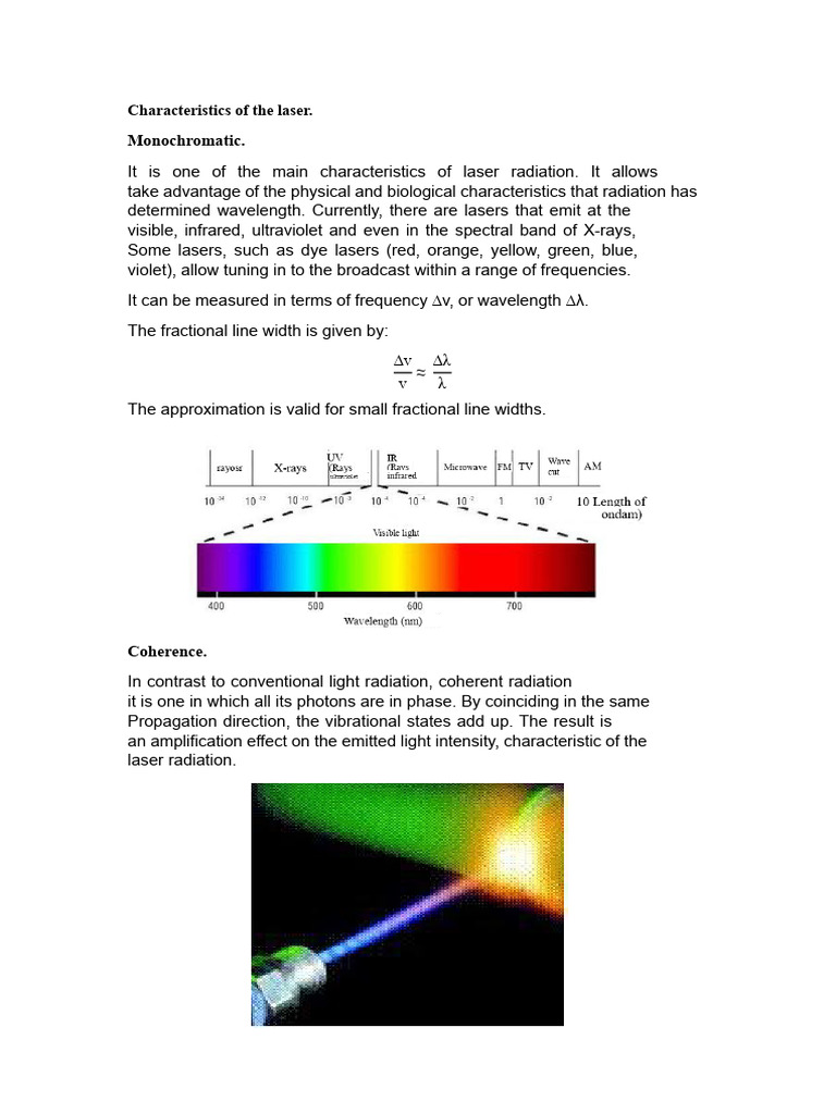 Characteristics of The Laser | PDF | Laser | Electromagnetic Radiation