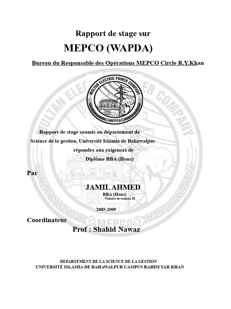 Rapport de Stage MEPCO | PDF | Économie énergétique | Environnement naturel