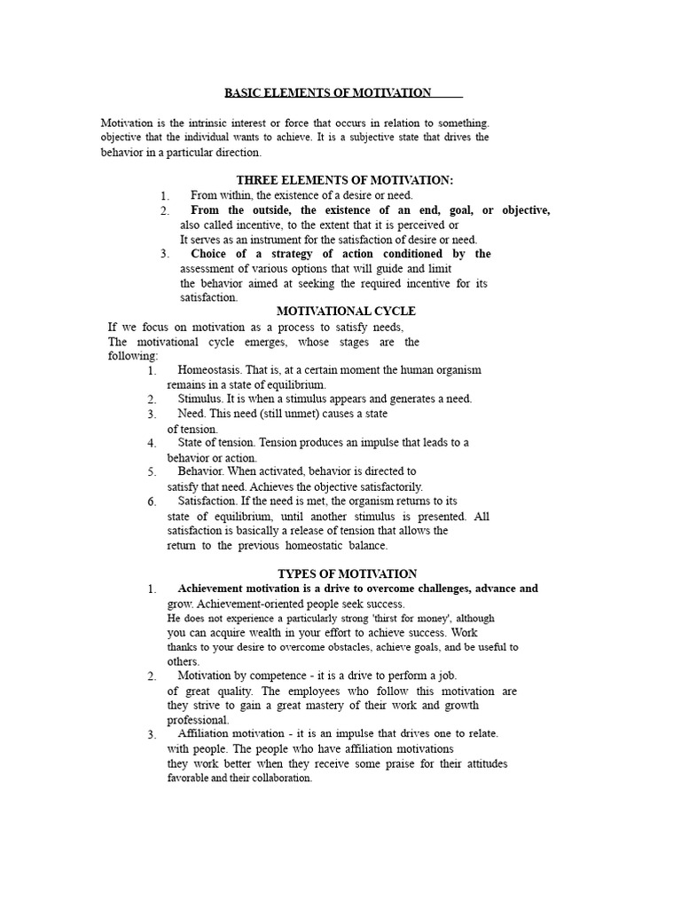 Key Elements of Motivation Explained | PDF | Motivational | Motivation