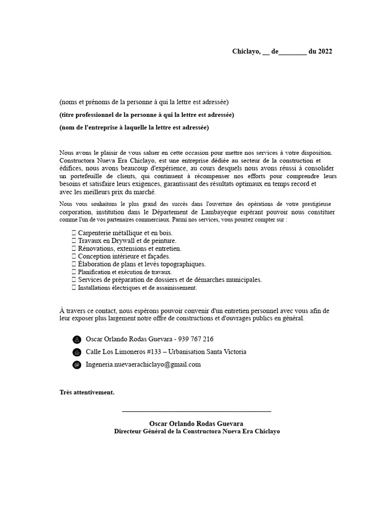 Services de construction à Chiclayo | PDF