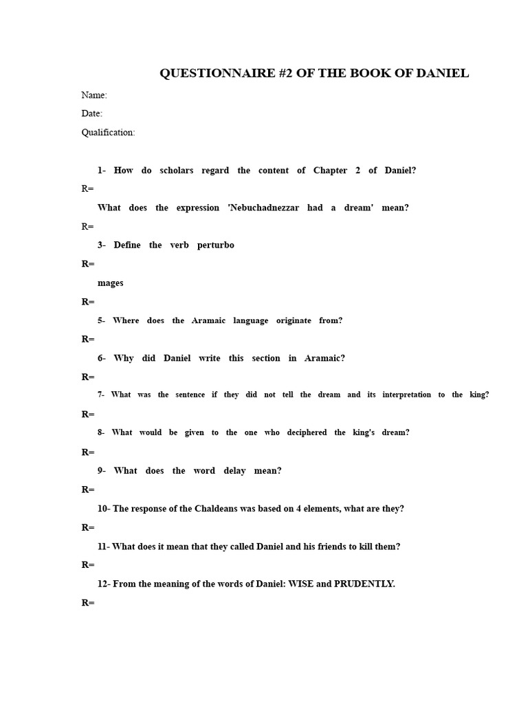 Daniel Chapter 2 Study Questionnaire | PDF