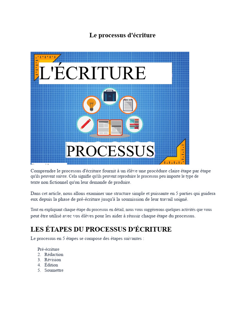 Guide du processus d'écriture en 5 étapes | PDF