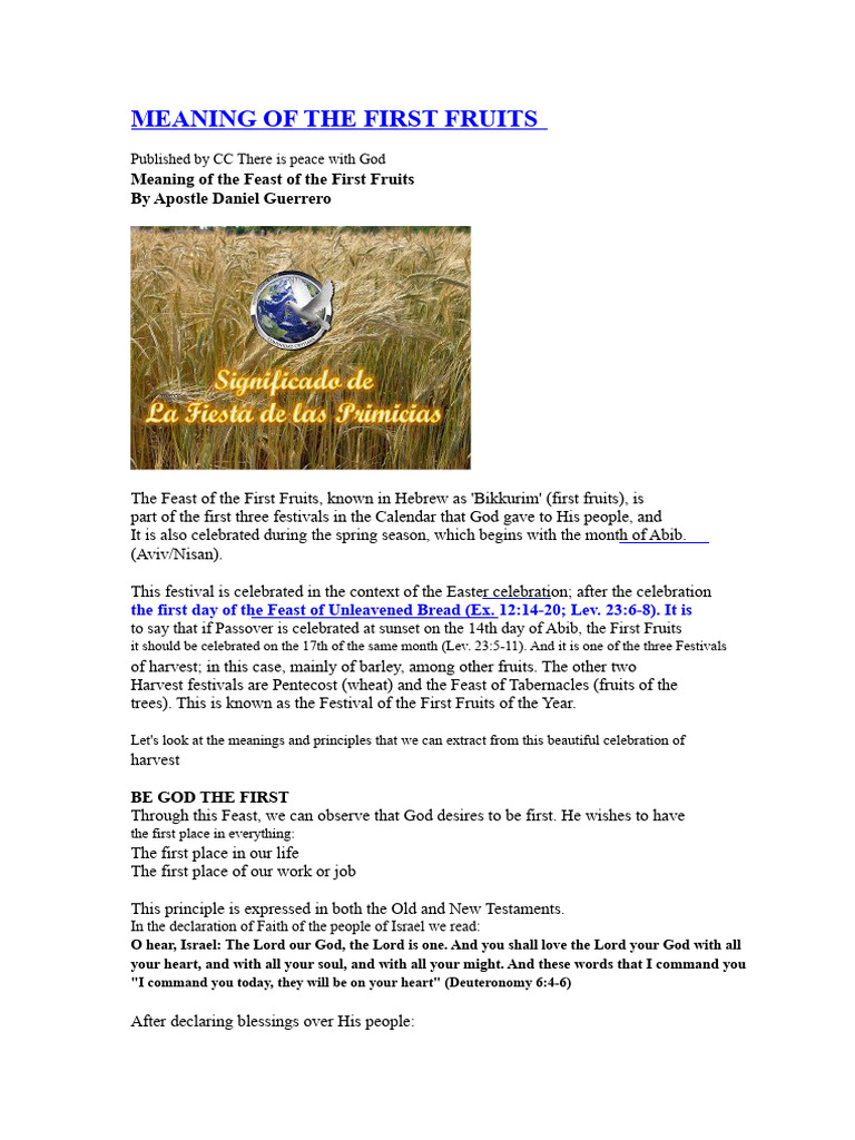 Understanding the Feast of First Fruits | PDF | Abraham | Jacob