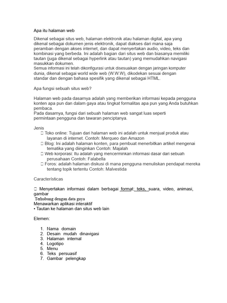 Definisi dan Fungsi Halaman Web | PDF