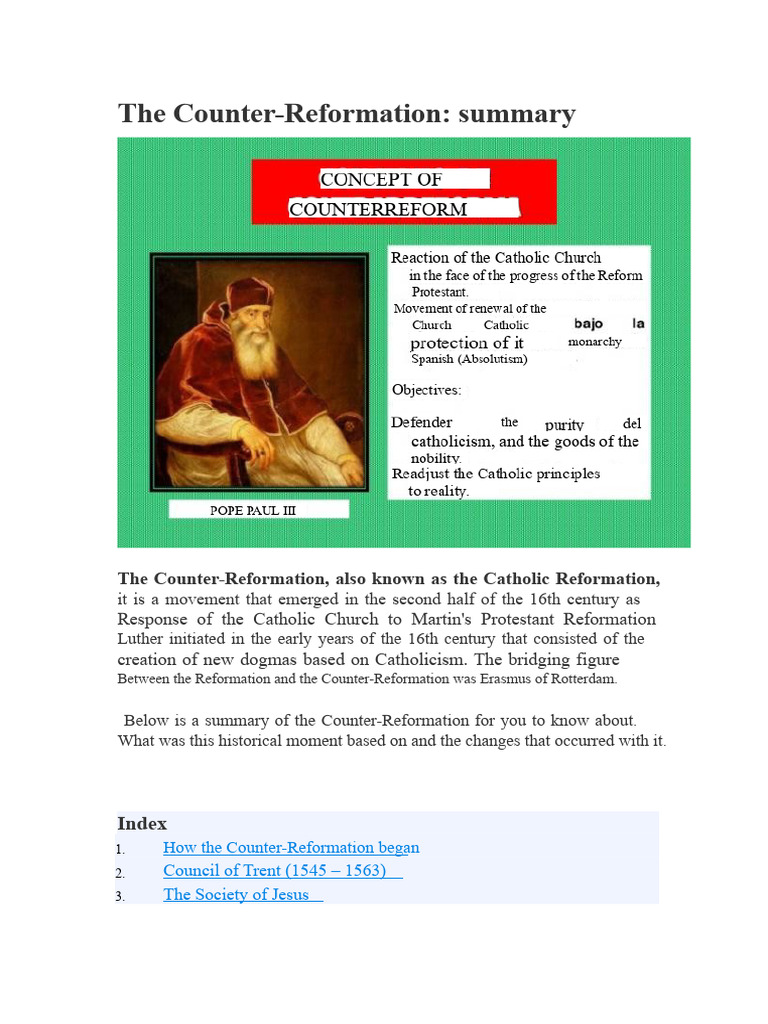 The Counter-Reformation | PDF | Catholic Church | Counter Reformation