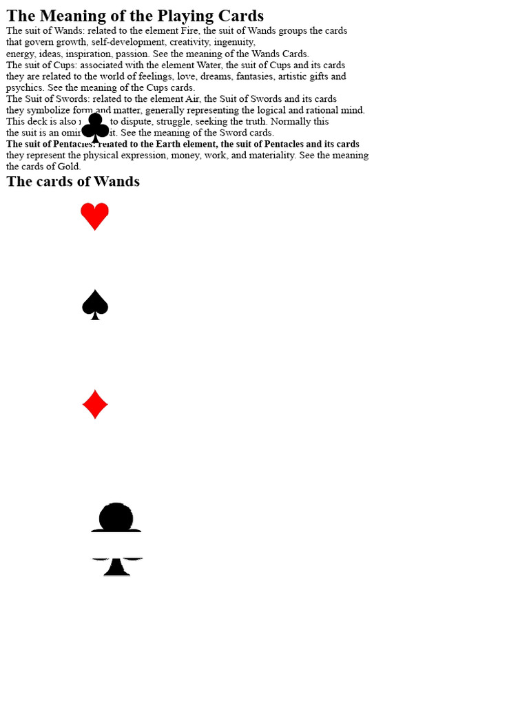 Cartomancy Meaning of The Cards | PDF | Love | Playing Cards