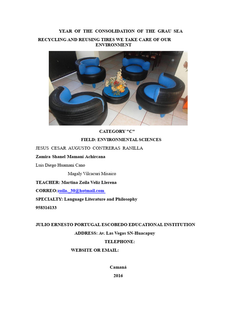 Project "Recycling and Reusing Tires To Care For Our Environment" | PDF ...