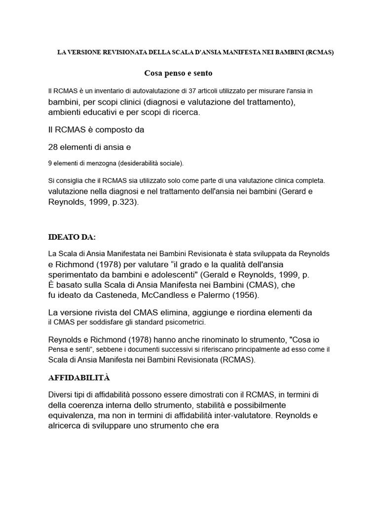 Punteggio Rcmas | PDF