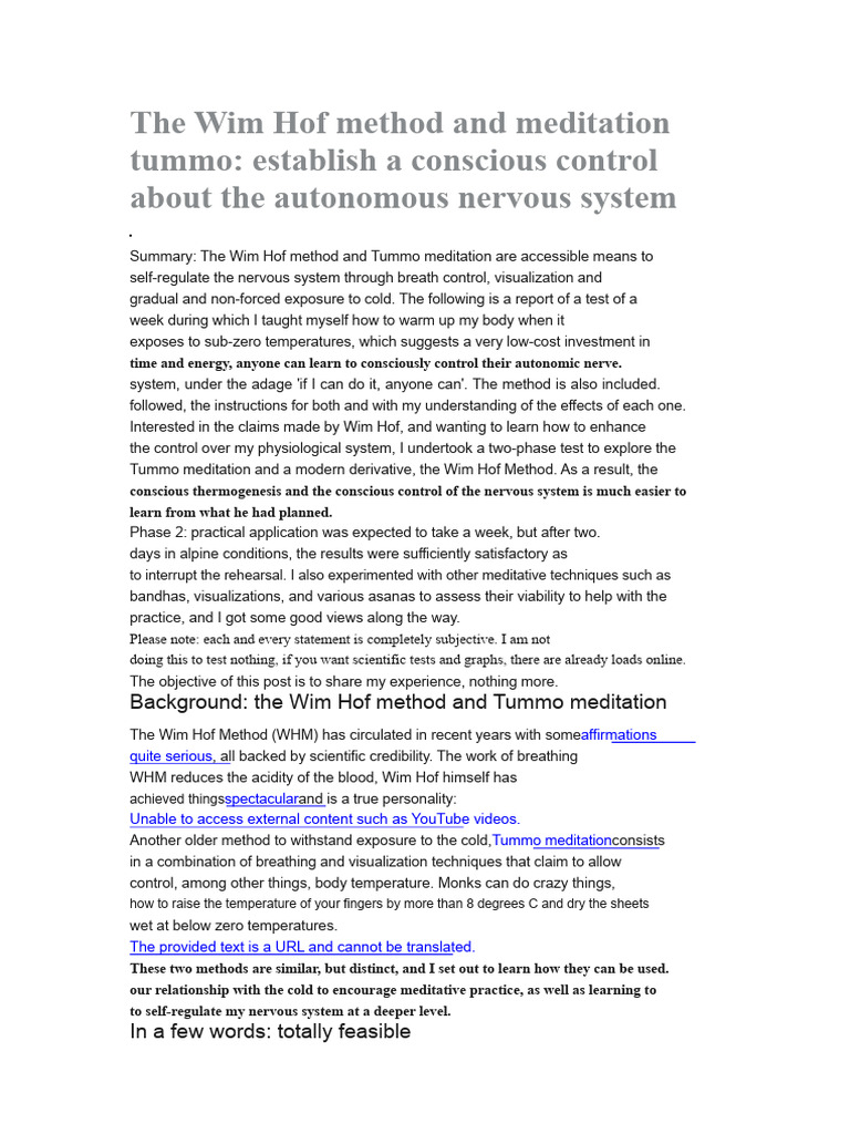 The Wim Hof Method and Tummo Web Translation | PDF | Breathing