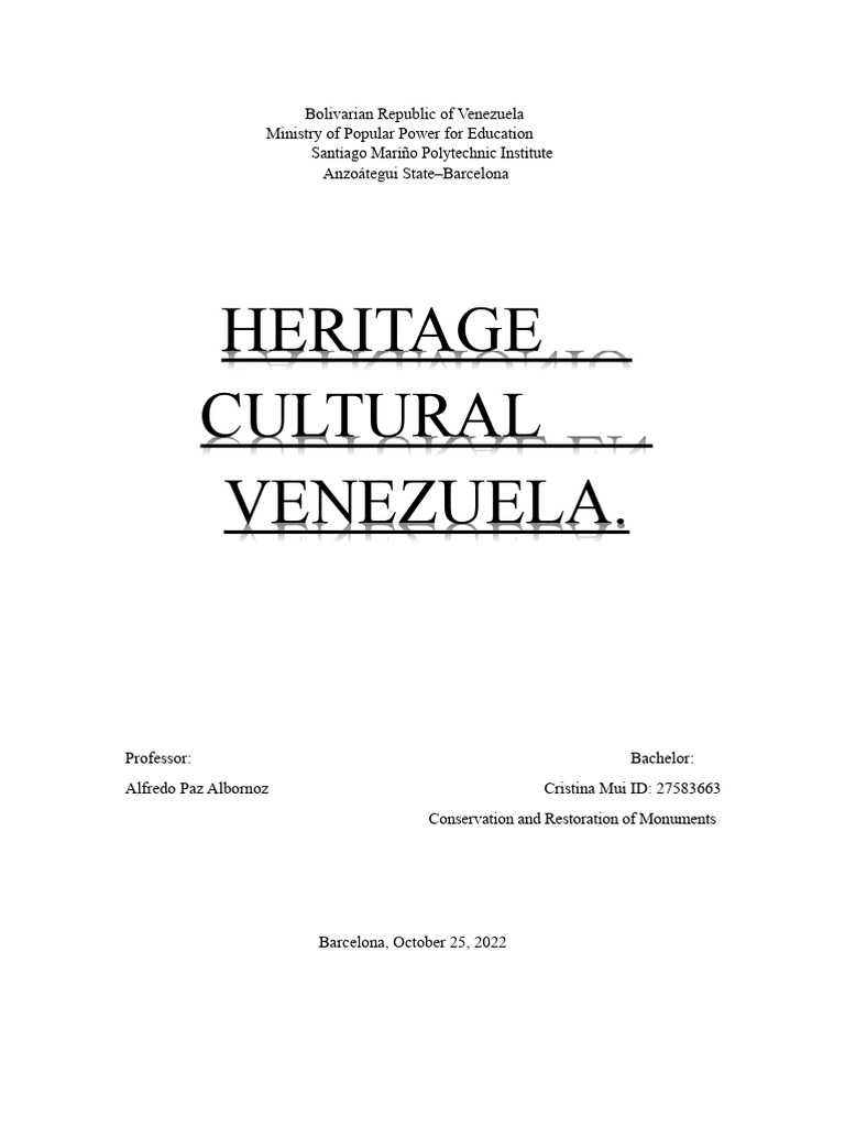Cultural Heritage in Venezuela. | PDF | Venezuela